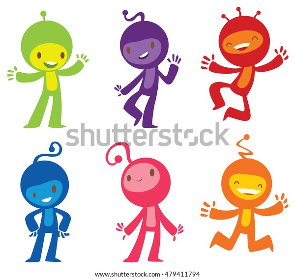 Vector Set Cartoon Images Funny Little Stock Vector (Royalty Free ...