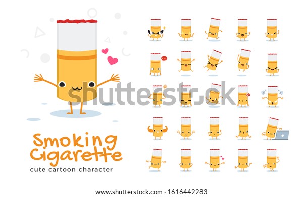 Vector Set Cartoon Images Smoking Cigarette Stock Vector (Royalty Free ...