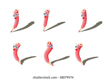 Vector Set Cartoon Pink Pencils Stock Vector (Royalty Free) 58079974 ...