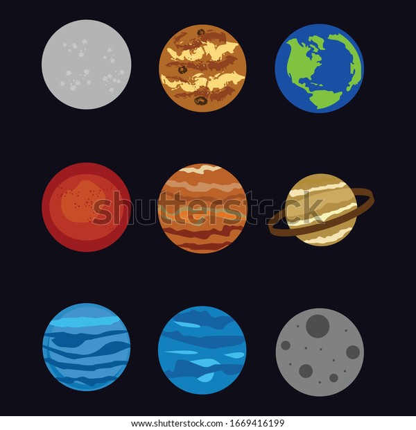 Vector Set Cartoon Planets Illustration Stock Vector (Royalty Free ...