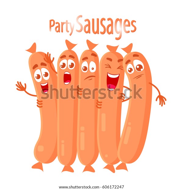 Vector Set Cartoon Sausages Characters Isolated Stock Vector (Royalty ...