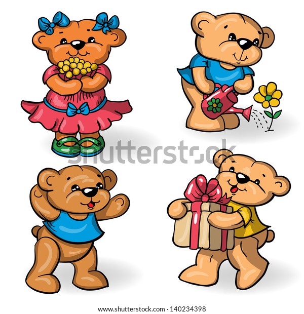 Vector Set Cartoon Toy Bears Stock Vector (Royalty Free) 140234398 ...