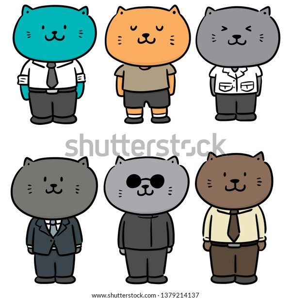 Vector Set Cat Wearing Cloth Stock Vector (Royalty Free) 1379214137 ...