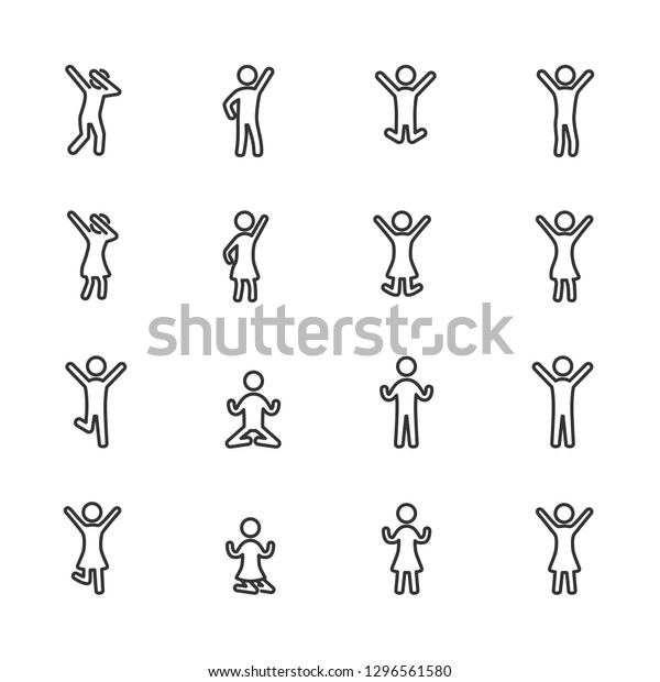 Vector Set Celebration Winning Poses Gestures Stock Vector (Royalty ...