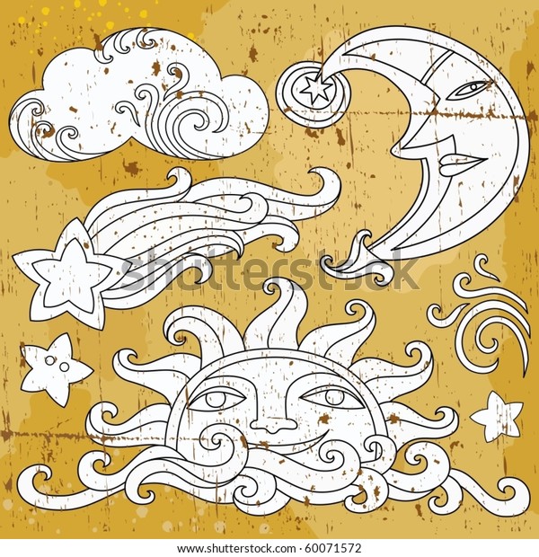 Vector Set Celestial Symbols Sun Moon 库存矢量图（免版税）60071572 | Shutterstock