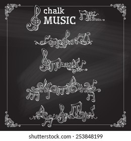 Vector Set Chalk Music Page Decorations Stock Vector (Royalty Free ...