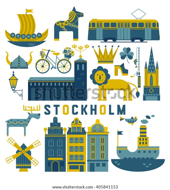 Vector Set Characters Elements Swedish Design: стоковая векторная ...