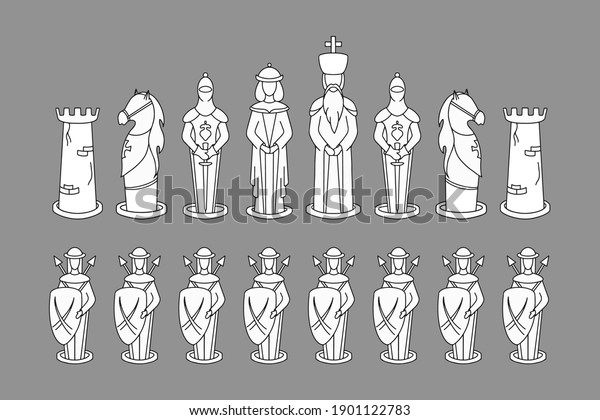 Vector Set Chess Pieces Cartoon Style Stock Vector (Royalty Free ...