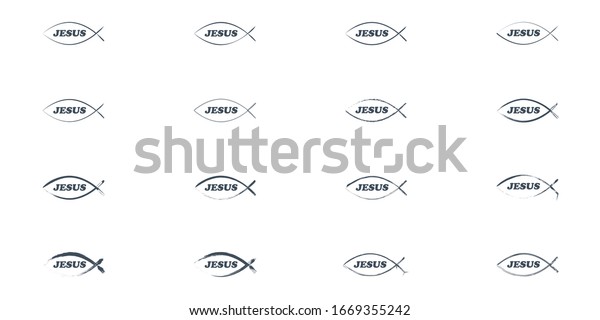 Vector Set Christian Fish Icons Symbol Stock Vector (Royalty Free ...