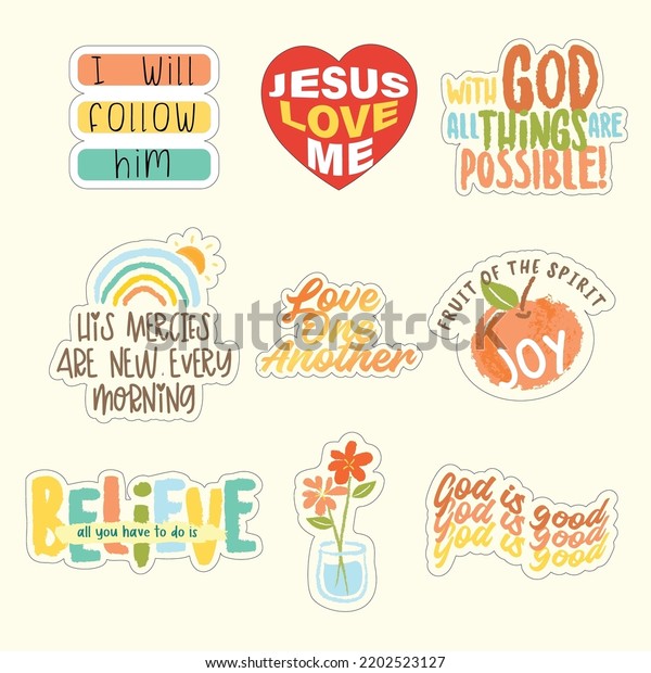 Vector Set Christian Stickers Typography Illustrations Stock Vector ...