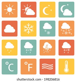 Vector Set Color Square Weather Icons Stock Vector (Royalty Free ...