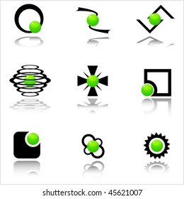Vector Set Green Abstract Symbols: vector de stock (libre de regalías ...