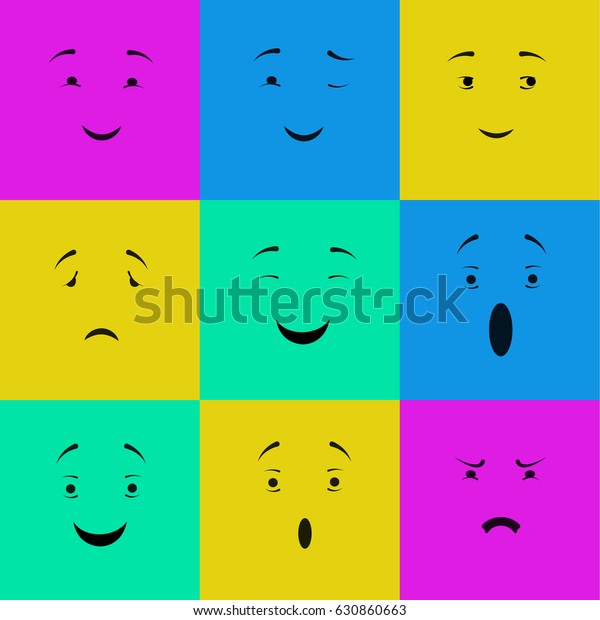 Vector Set Colorful Emoticons Emoji Flat Stock Vector (Royalty Free ...