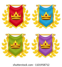 Vector Set Colorful Knight Flags Crown Stock Vector (Royalty Free ...