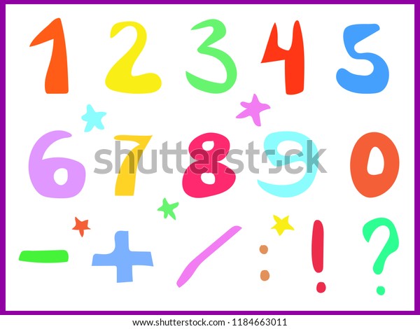 Vector Set Colorful Numbers Signs Childrens Stock Vector (Royalty Free ...