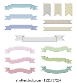Ribbons Vector Collection Cute Pastel Color 스톡 벡터(로열티 프리) 1253779609 ...