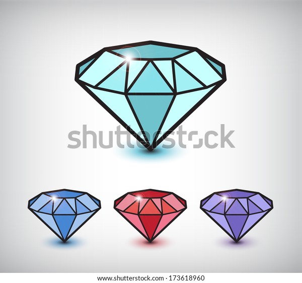 Vector Set Colorful Shiny Diamond Icons Stock Vector (Royalty Free ...