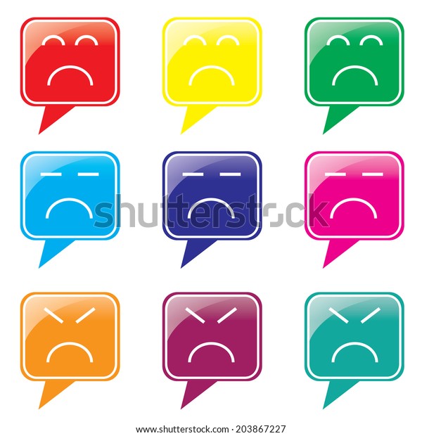 Vector Set Colorful Speech Bubbles Sad Stock Vector (Royalty Free ...