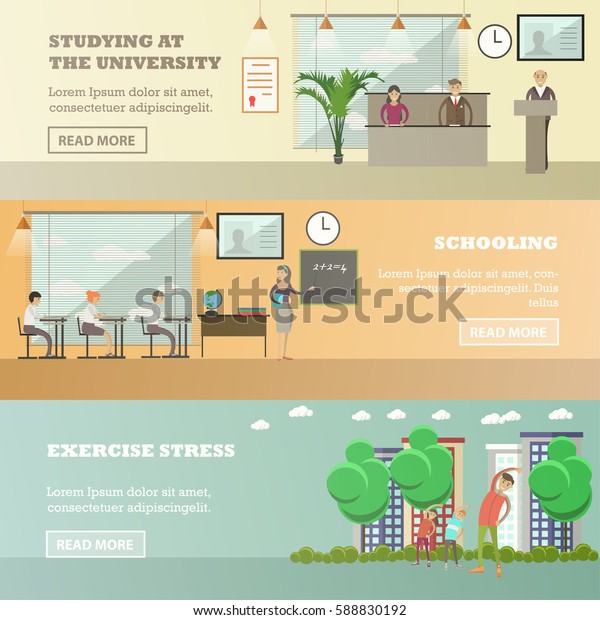 Vector Set Compulsory Higher Education Concept Stock Vector (Royalty ...