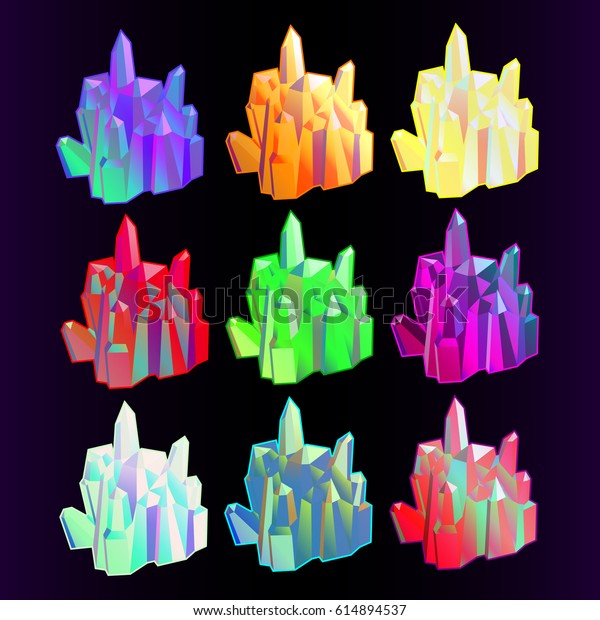 Vector Set Crystals Different Colors On Stock Vector (Royalty Free ...