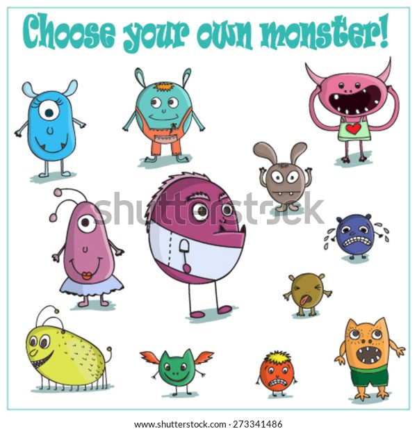 Vector Set Cure Colorful Monsters Stock Vector (Royalty Free) 273341486