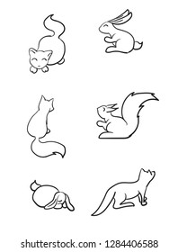 Vector Set Cute Animals Cartoon Hand Stock Vector (Royalty Free ...