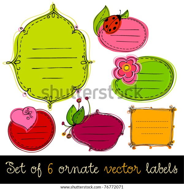 Vector Set Cute Doodle Labels Stock Vector (Royalty Free) 76772071 ...