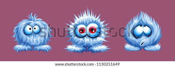 Vector Set Cute Fuzzy Animal Shaggy Stock Vector (Royalty Free ...