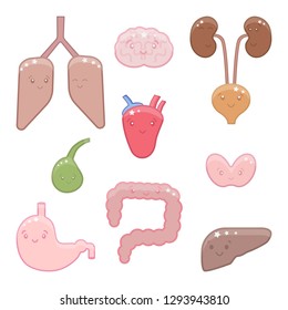 Vector Set Cute Healthy Human Internal 스톡 벡터(로열티 프리) 1293943810 ...