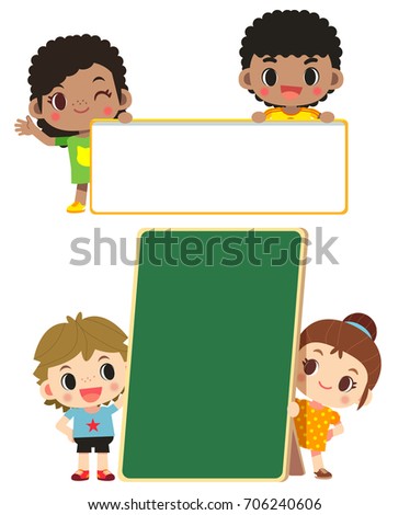 Vector Set Cute Kids Boys Girls Stock Vector (Royalty Free) 706240606 ...