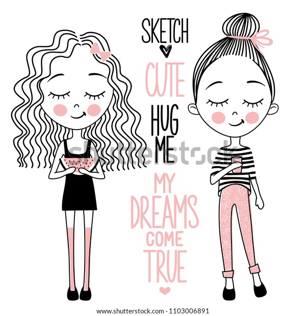 Vector Set Cute Little Girls Hand Stock Vector (Royalty Free ...