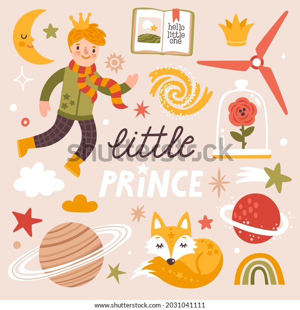 Vector ambientado con un lindo principito,: vector de stock (libre de ...