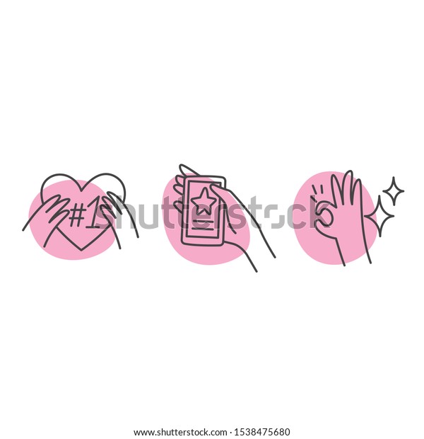 Vector Set Cute Pink Icons Site Stock Vector (Royalty Free) 1538475680 ...