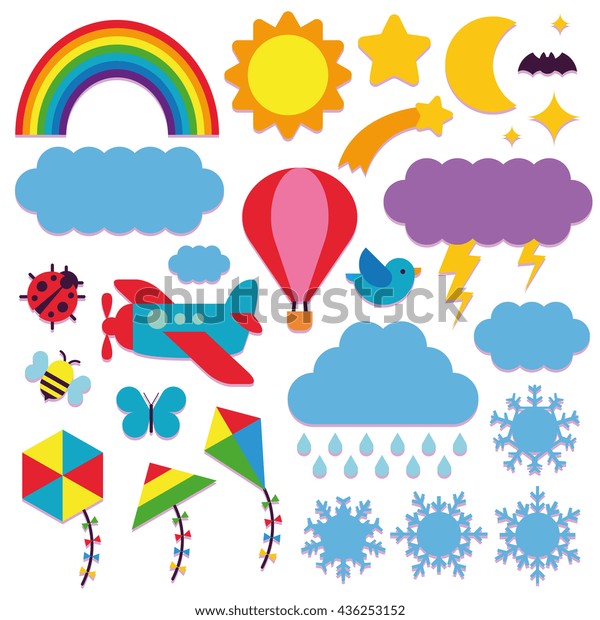 Vector Set Cute Sky Icons Isolated Stock Vector (Royalty Free) 436253152
