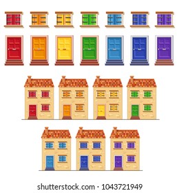 Set Vintage American Buildings Cartoon Stock Vector (Royalty Free ...