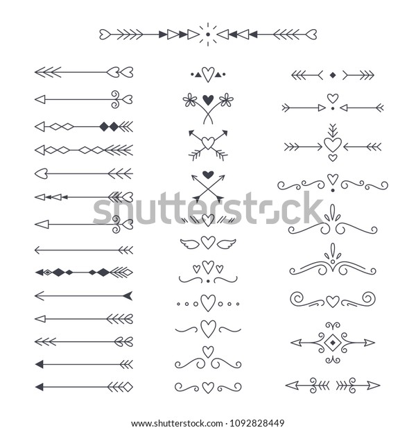 Vector Set Decorative Arrows Dividers Stock Vector (Royalty Free ...