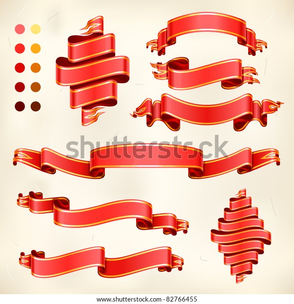 Vector Set Detailed Luxury Red Ribbon Stock Vector (Royalty Free ...