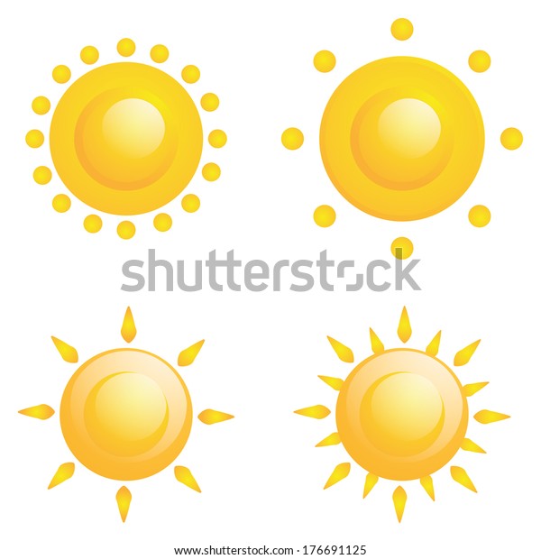 Vector Set Different Abstract Suns Isolated Stock Vector (Royalty Free ...