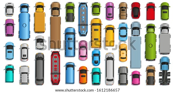 Vector Set Different Cars Vehicles Top Stock Vector (Royalty Free ...