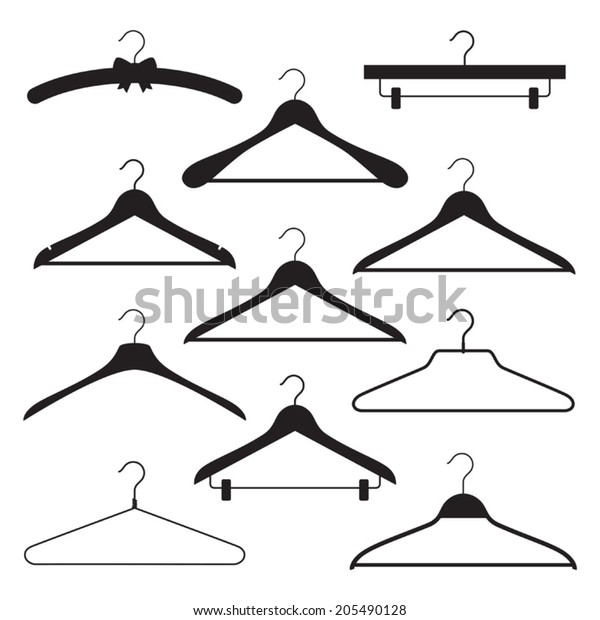 Vector Set Different Clothes Hangers Silhouettes Stock Vector (Royalty ...