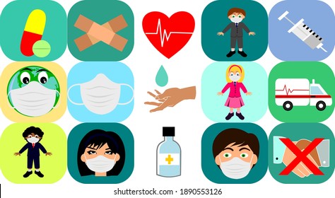 Vector Set Different Health Hygiene Icons Stock Vector (Royalty Free ...
