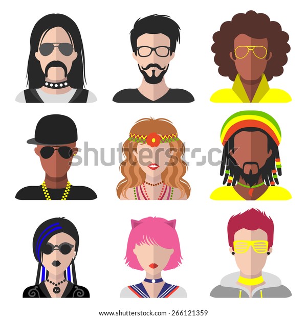 Vector Set Different Subcultures Man Woman 库存矢量图（免版税）266121359 ...