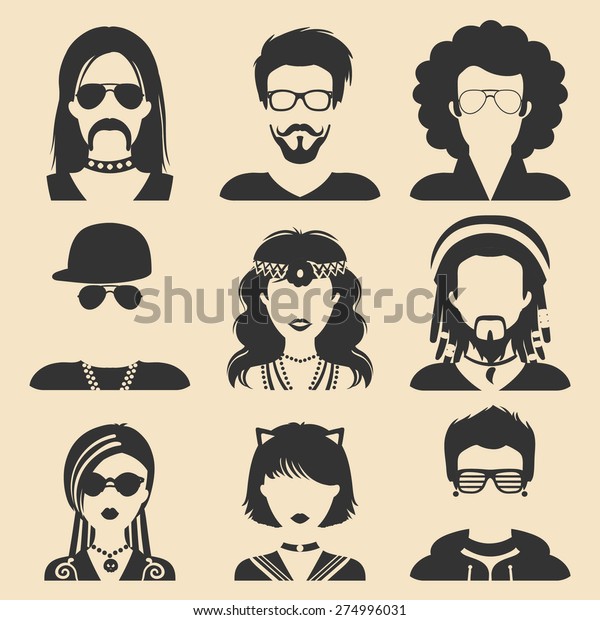 Vector Set Different Subcultures Man Woman Stock Vector (Royalty Free ...