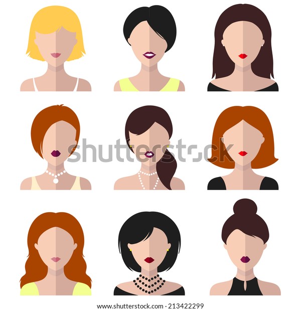 Vector Set Different Women Icons Flat Stock Vector (Royalty Free ...
