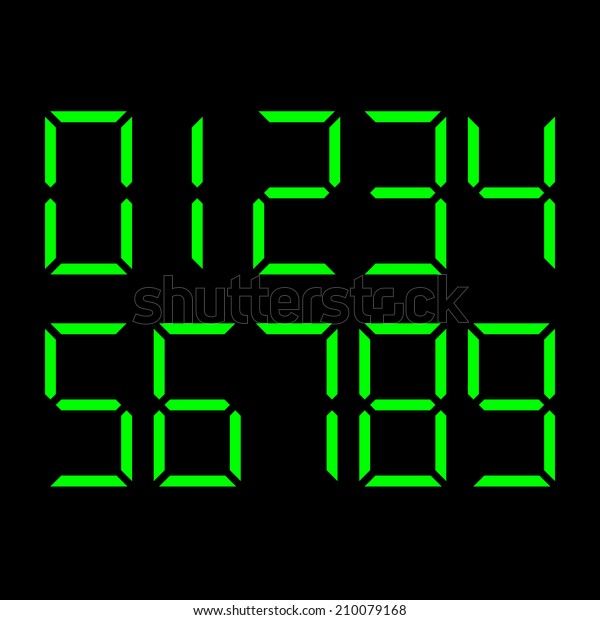 Vector Set Digital Green Numbers On Stock Vector (Royalty Free ...