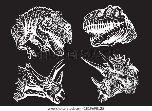 Vector Set Dinosaurs Portraits Isolated On Stock Vector (Royalty Free ...