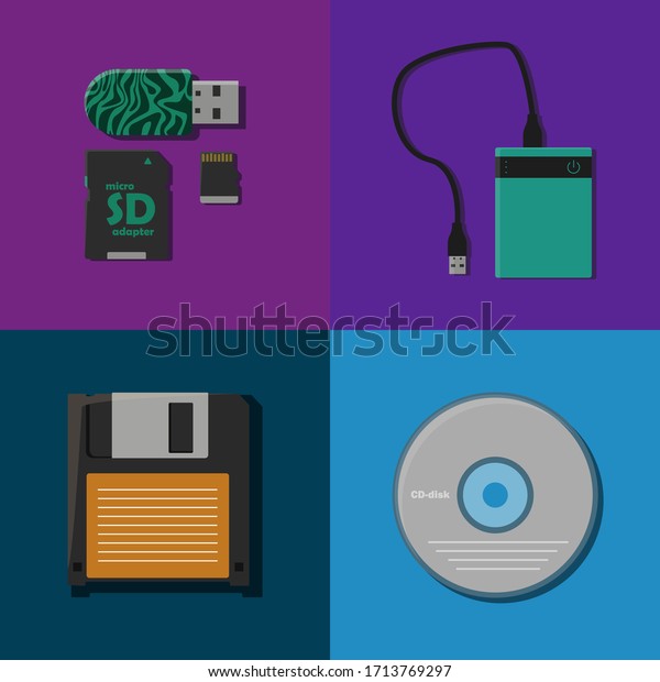 Vector Set Disks Floppy Disk Cddisk Stock Vector (Royalty Free ...