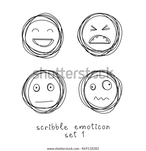 Vector Set Doodle Emoticons Emoji Hand Stock Vector (Royalty Free ...