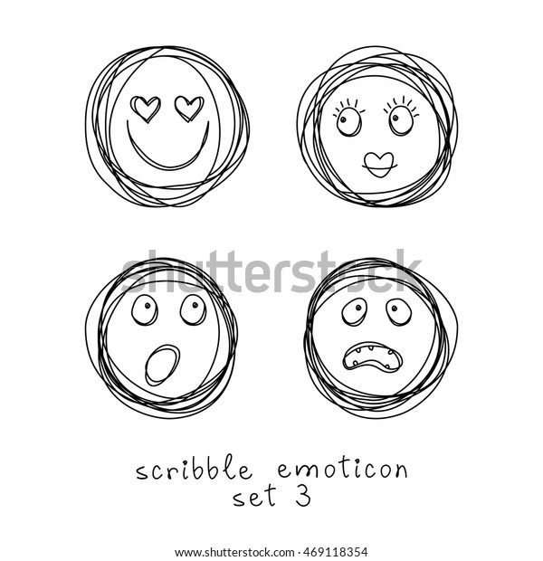 Vector Set Doodle Emoticons Emoji Hand Stock Vector (Royalty Free ...