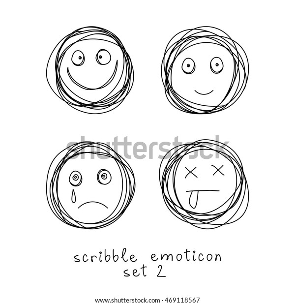 Vector Set Doodle Emoticons Emoji Hand Stock Vector (Royalty Free ...